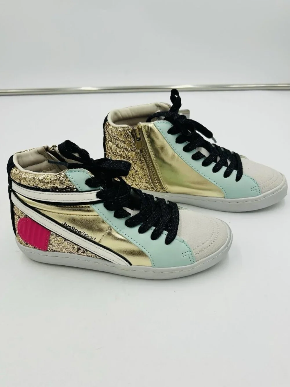 Justice | Shoes | Justice Sport Girls Zipup Hightop Sneakers Metallic ...